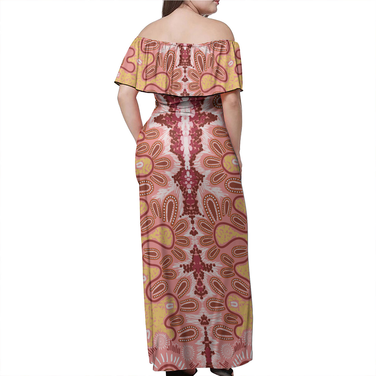 Australia Aboriginal Off Shoulder Long Dress - Contemporary Aboriginal ...