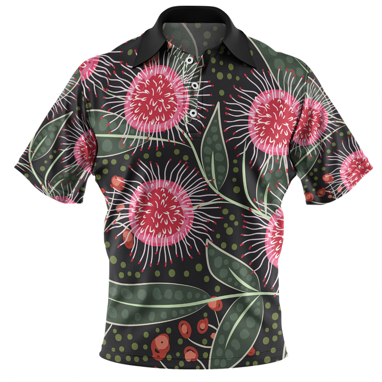 Australia Flowers Aboriginal Polo Shirt - Aboriginal Style Australian ...