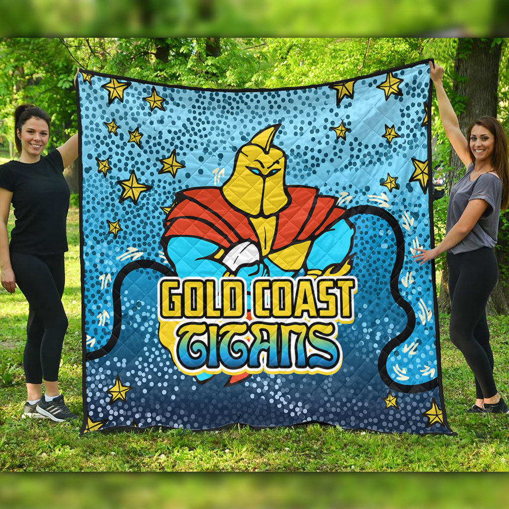 Gold Coast Titans Custom Quilt - Team With Dot And Star Patterns For ...