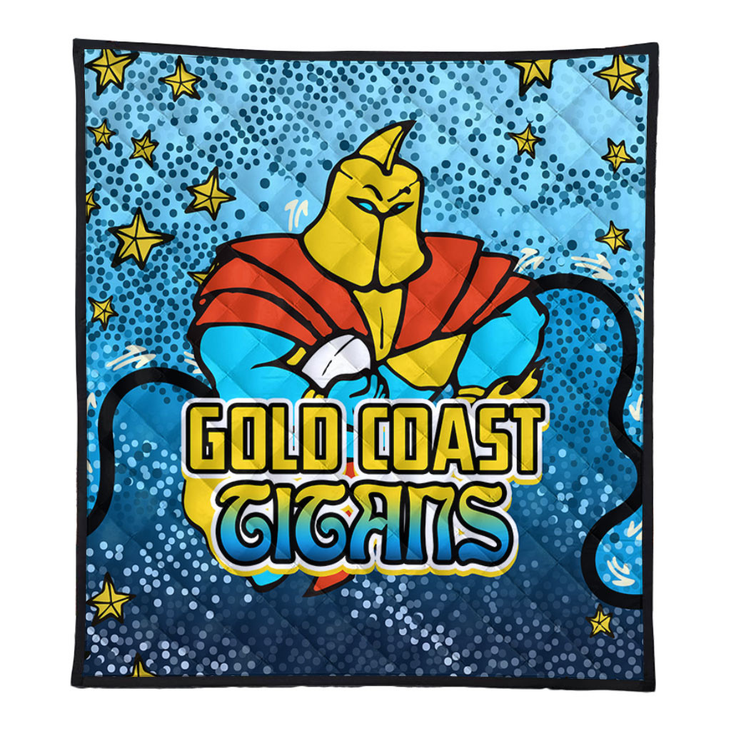 Gold Coast Titans Custom Quilt - Team With Dot And Star Patterns For ...