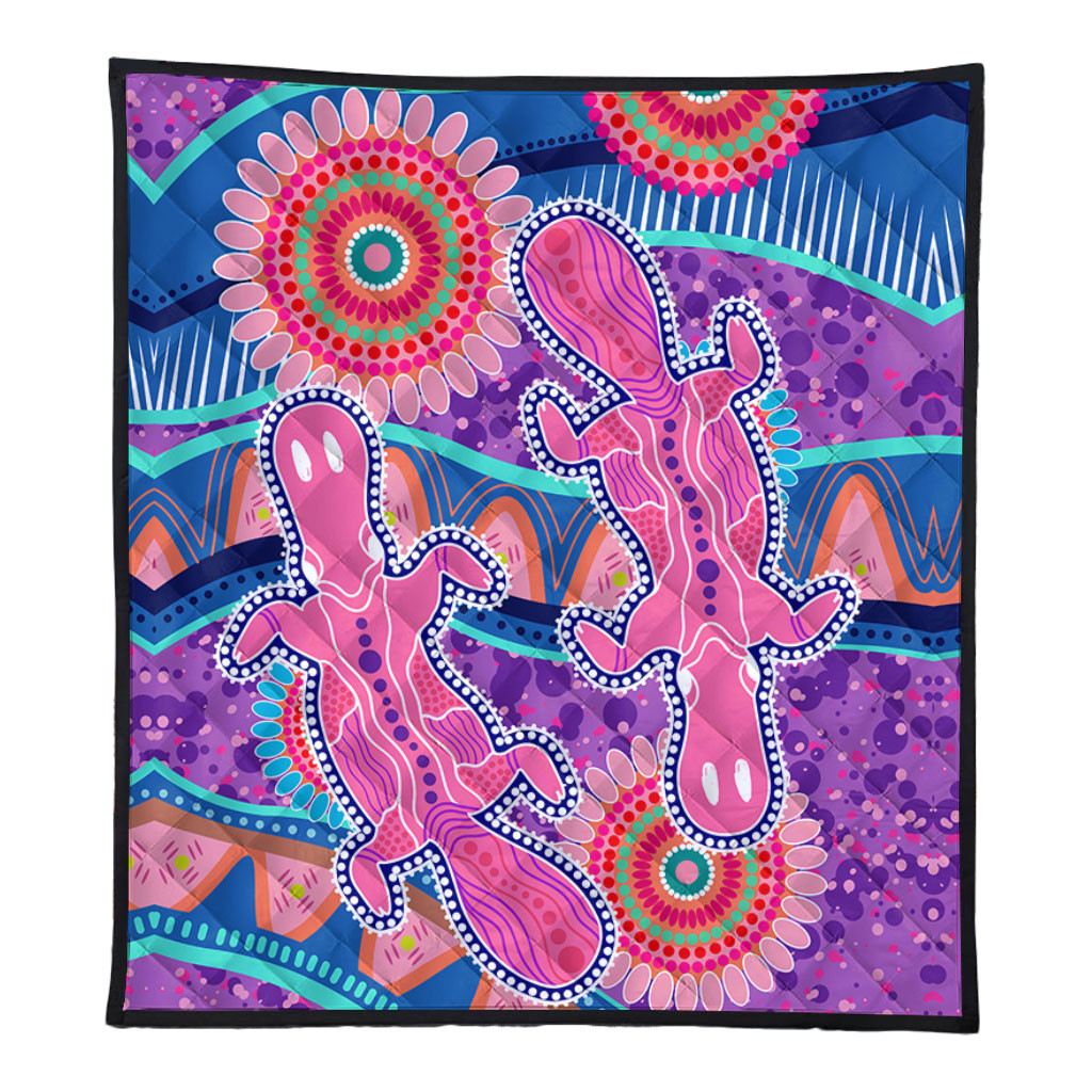 Australia Animals Platypus Aboriginal Quilt - Pink Platypus With ...