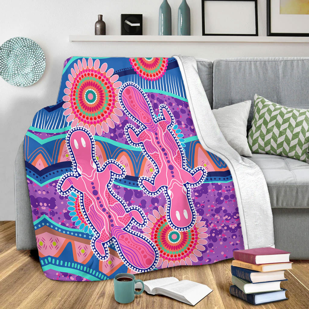 Australia Animals Platypus Aboriginal Blanket - Pink Platypus With ...