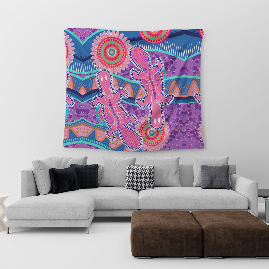 Australia Animals Platypus Aboriginal Tapestry - Pink Platypus With ...