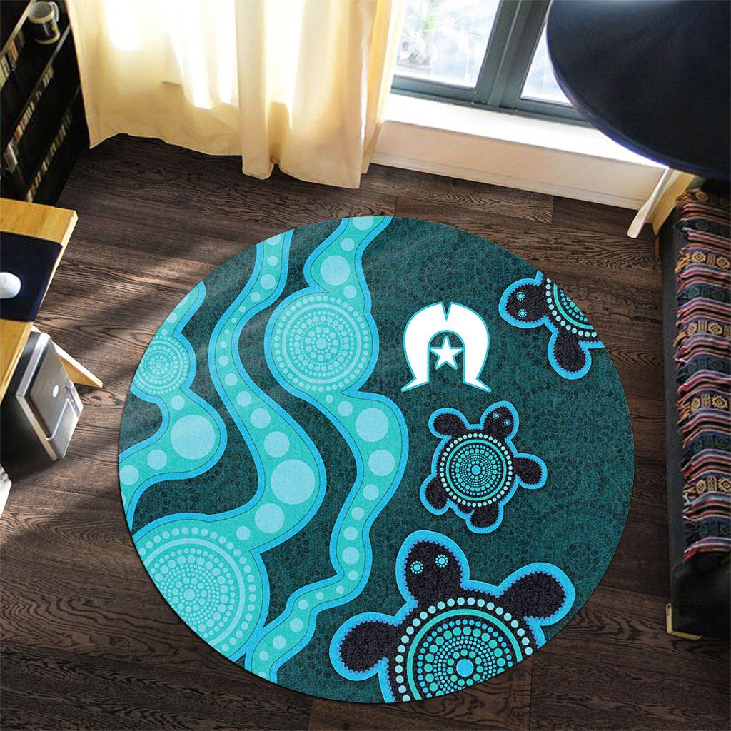 Australia Aboriginal Turtles Torres Strait Islands Round Rug - Blue ...
