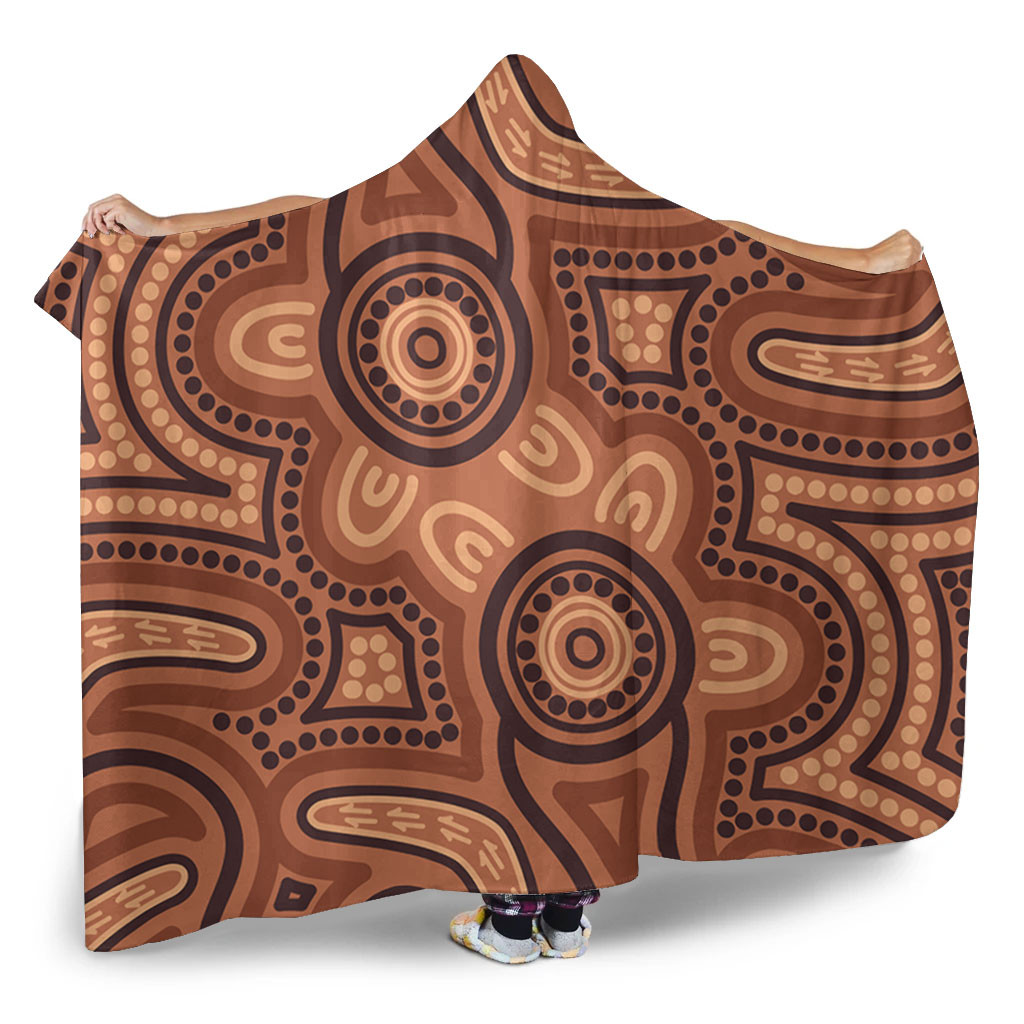Australia Dot Painting Inspired Aboriginal Hooded Blanket - Brown ...