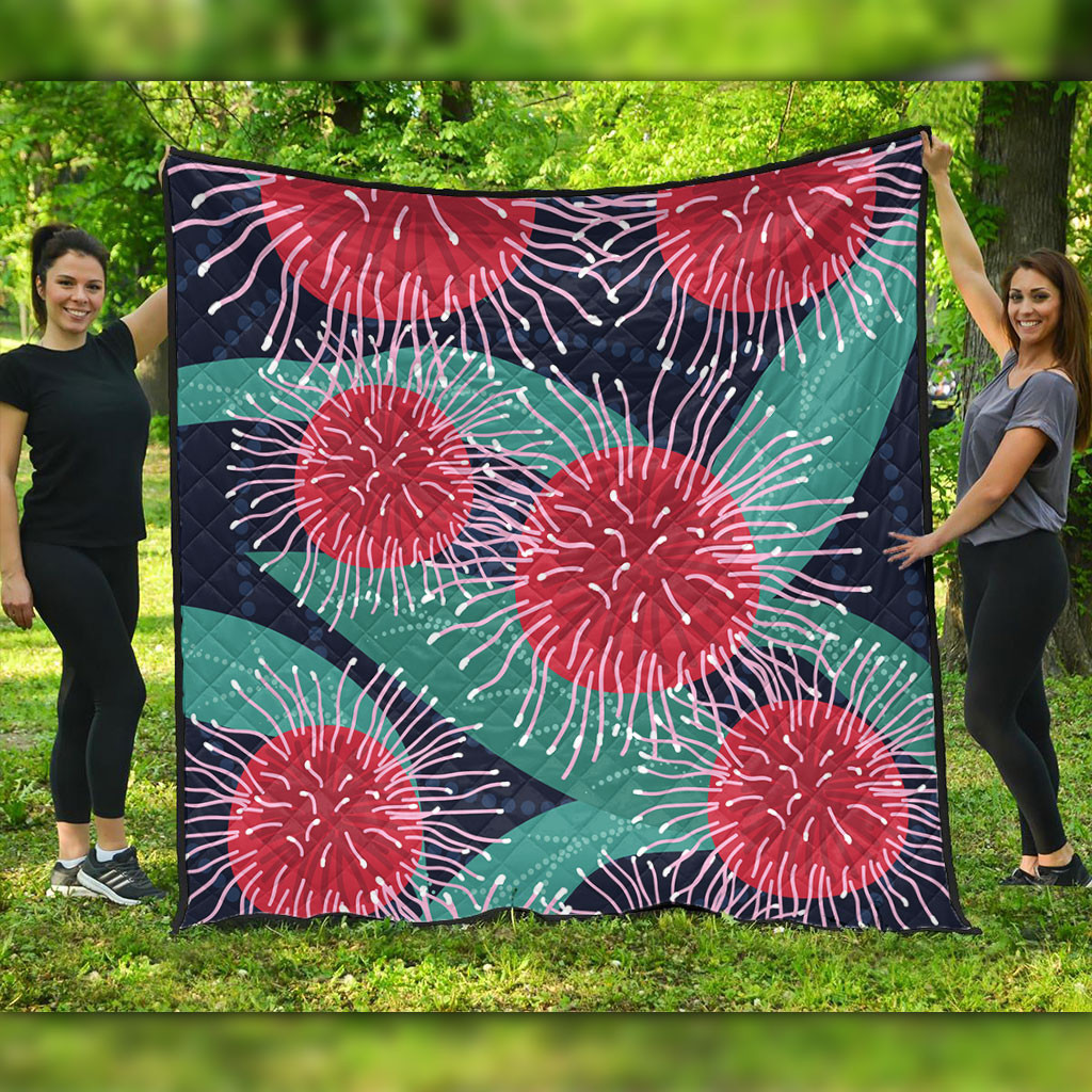 Australia Aboriginal Quilt - Australian Hakea Flower Artwork Quilt