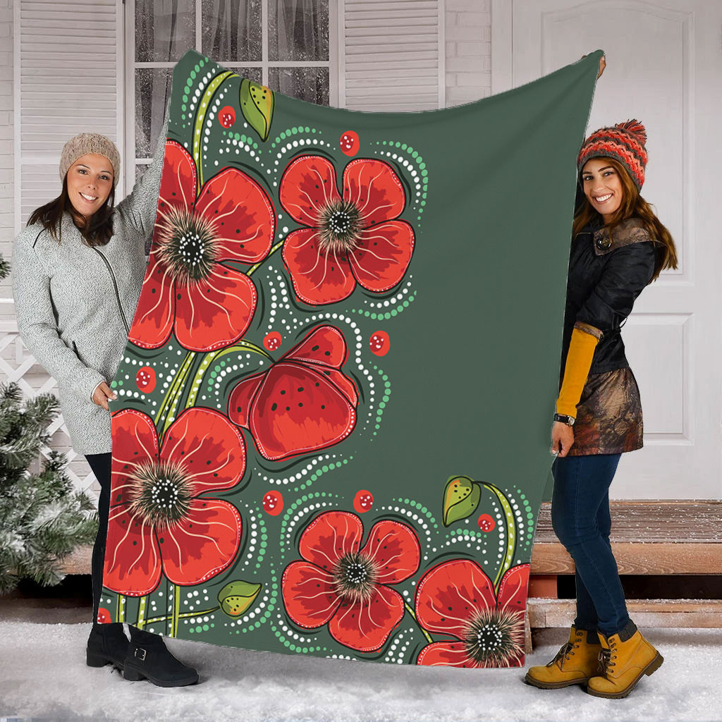 Australia Aboriginal Blanket - Aboriginal Style Australian Poppy Flower ...
