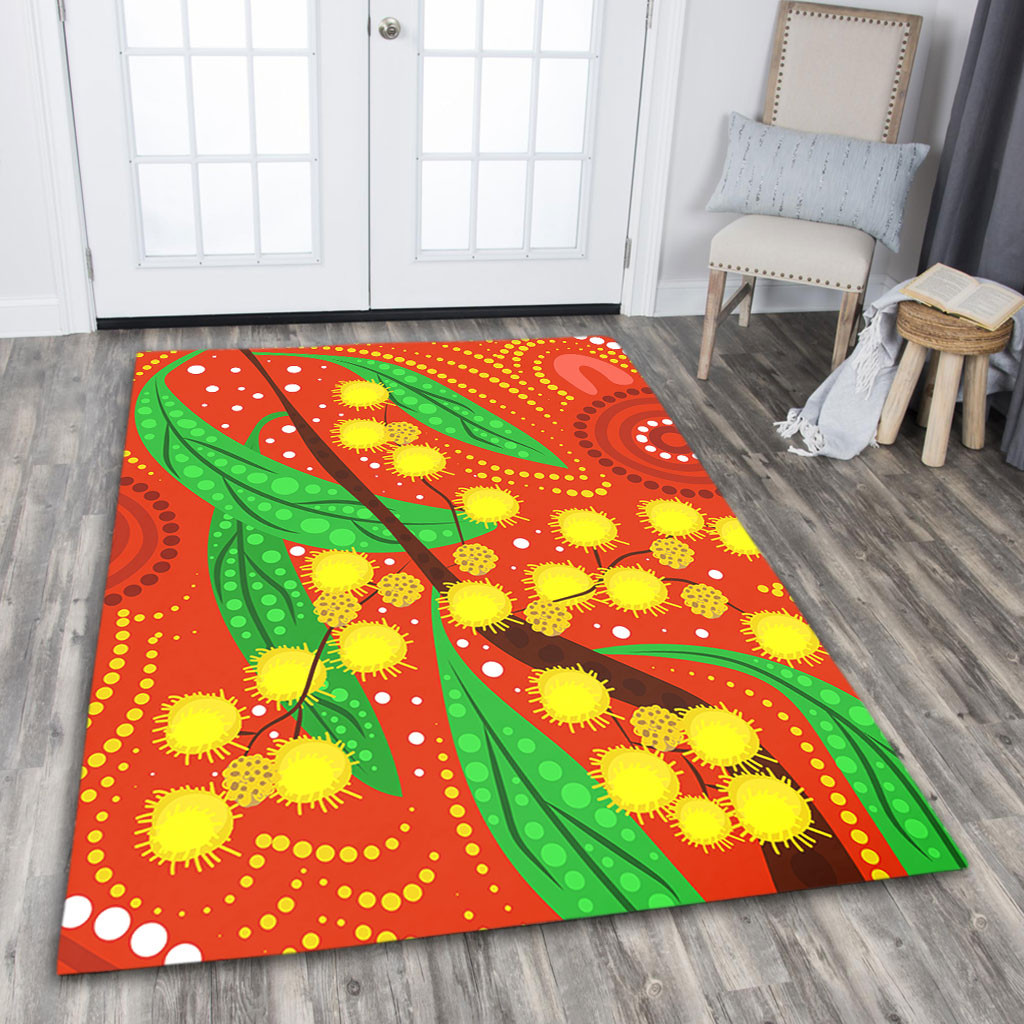 Australia Aboriginal Area Rug - Aboriginal Dot Art Of Australian Yellow ...