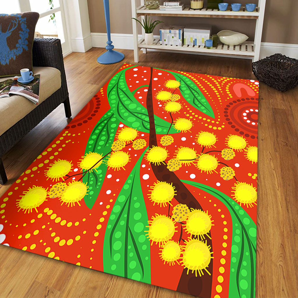 Australia Aboriginal Area Rug - Aboriginal Dot Art Of Australian Yellow ...