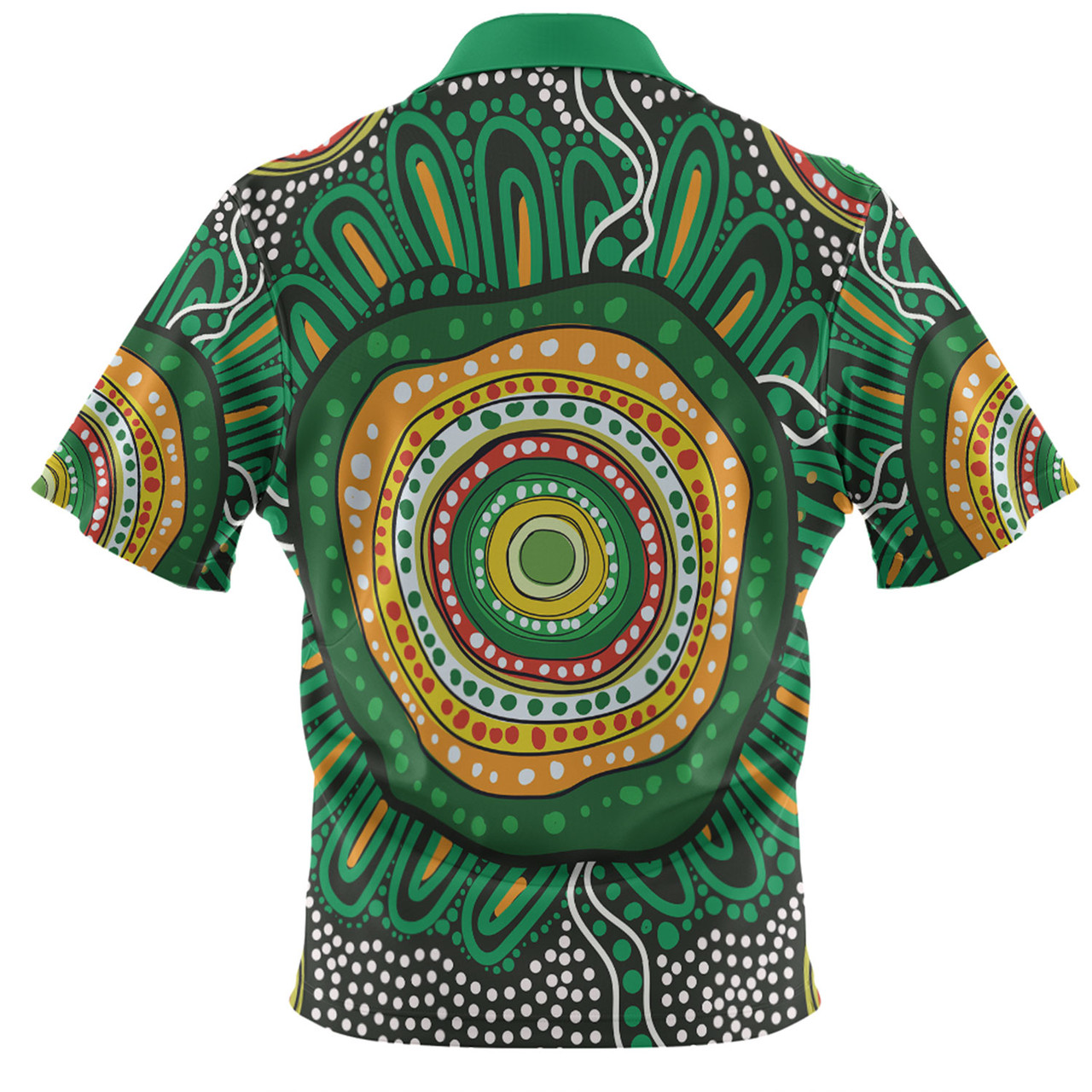 Australia Aboriginal Polo Shirt - Green Aboriginal Style Dot Painting ...