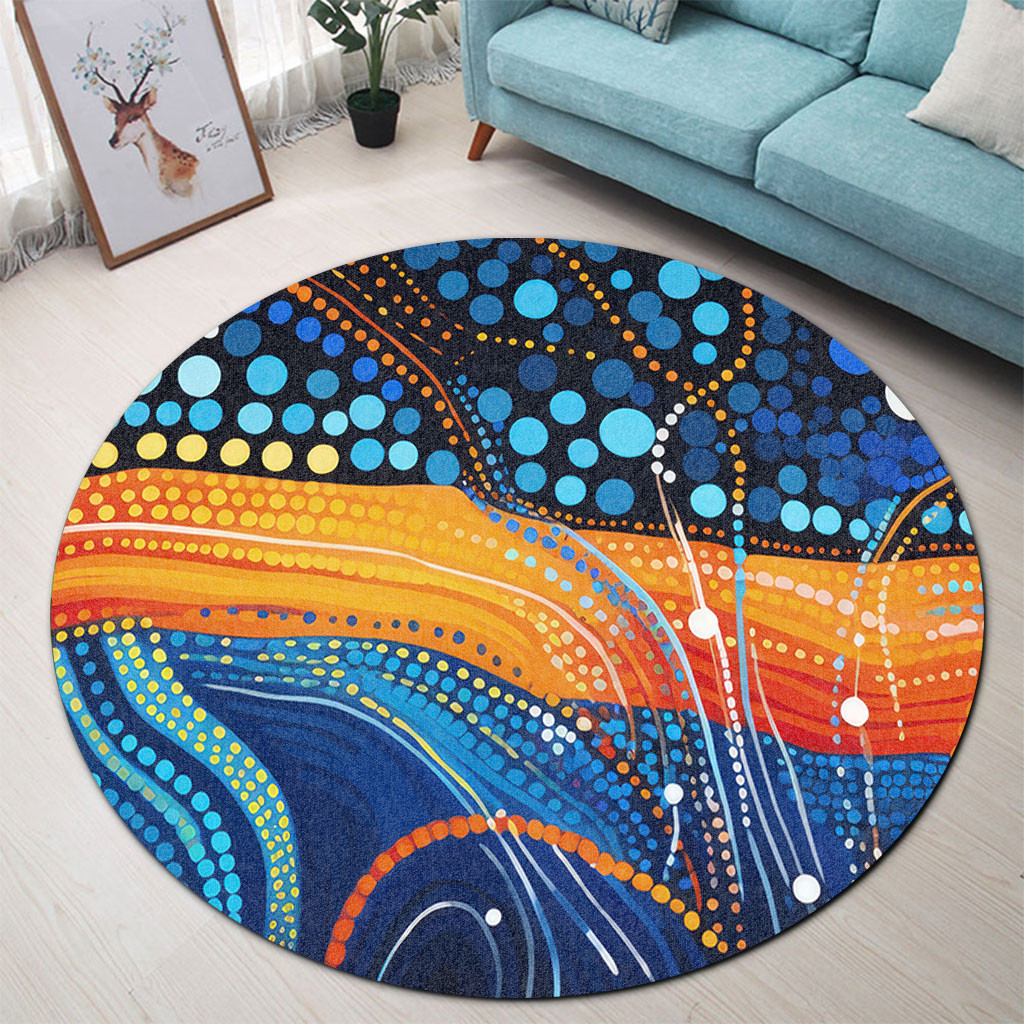 Australia Dreaming Aboriginal Round Rug - Colorful Aboriginal With ...