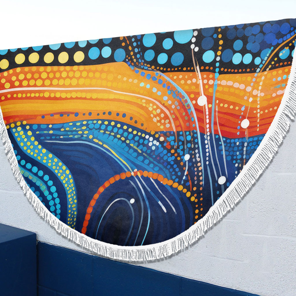 Australia Dreaming Aboriginal Beach Blanket - Colorful Aboriginal With ...