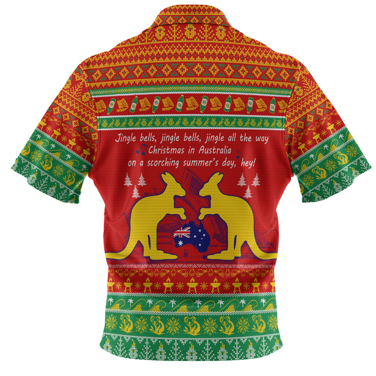 Australian Christmas Carol Christmas Polo Shirt - Jingle Bells Ugly ...