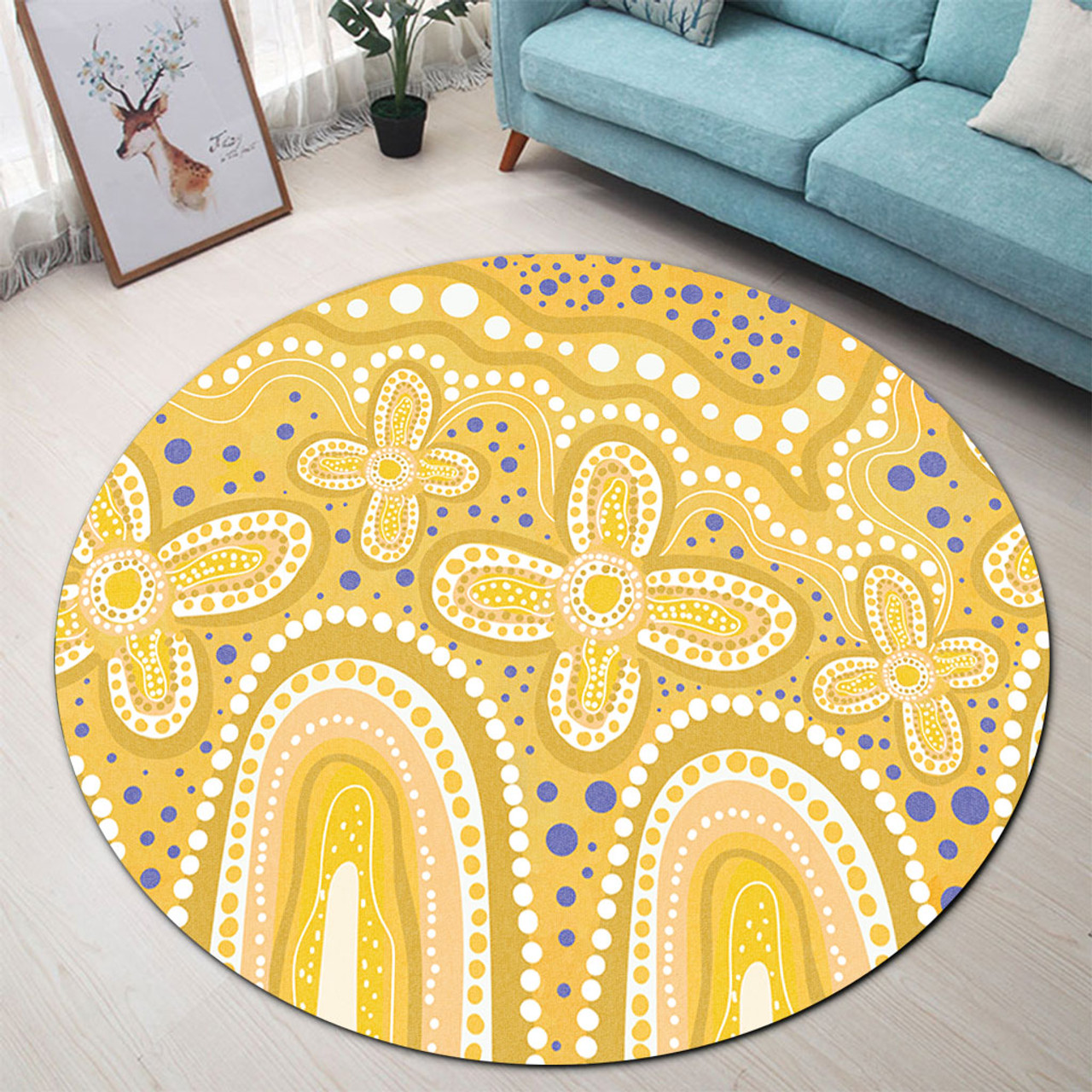 Australia Aboriginal Round Rug - Dot painting illustration in ...