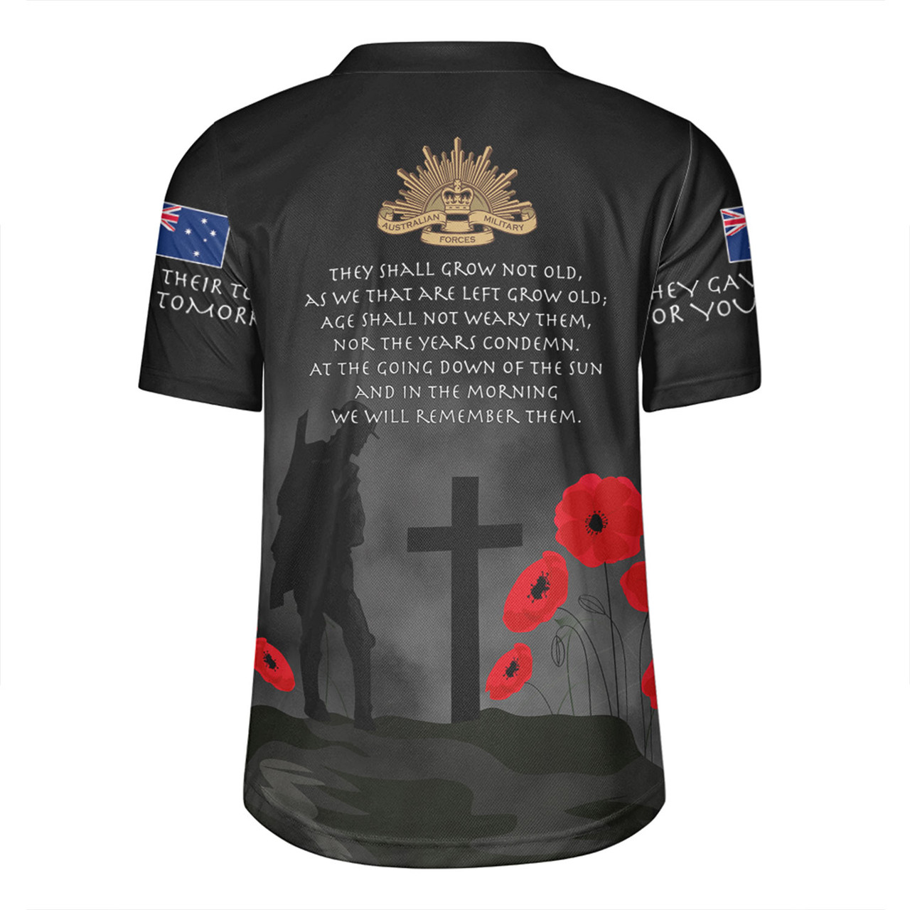 Australia Anzac Day Rugby Jersey - Australia Remember Black Rugby Jersey
