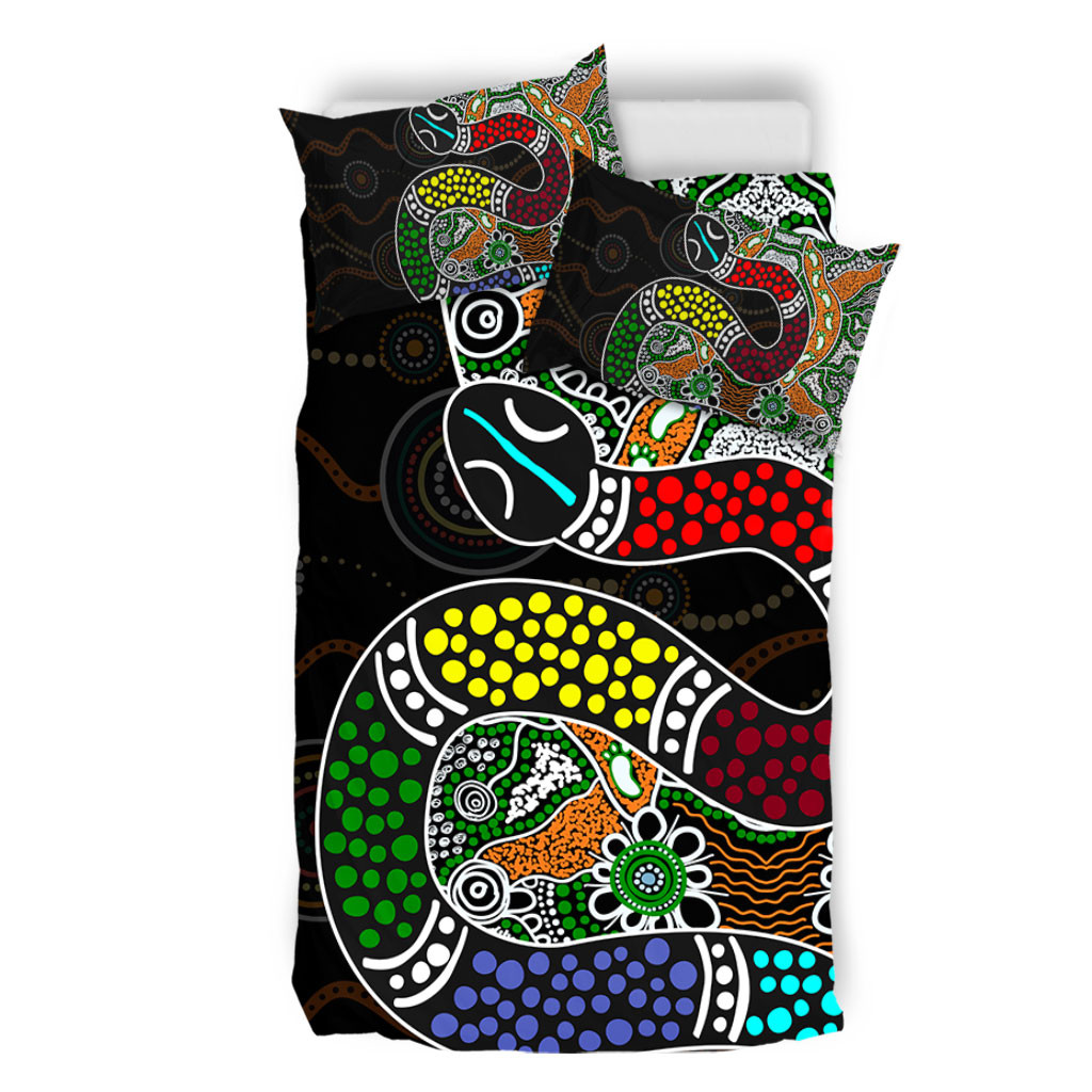Australia Rainbow Serpent Aboriginal Bedding Set - Dreamtime Rainbow ...