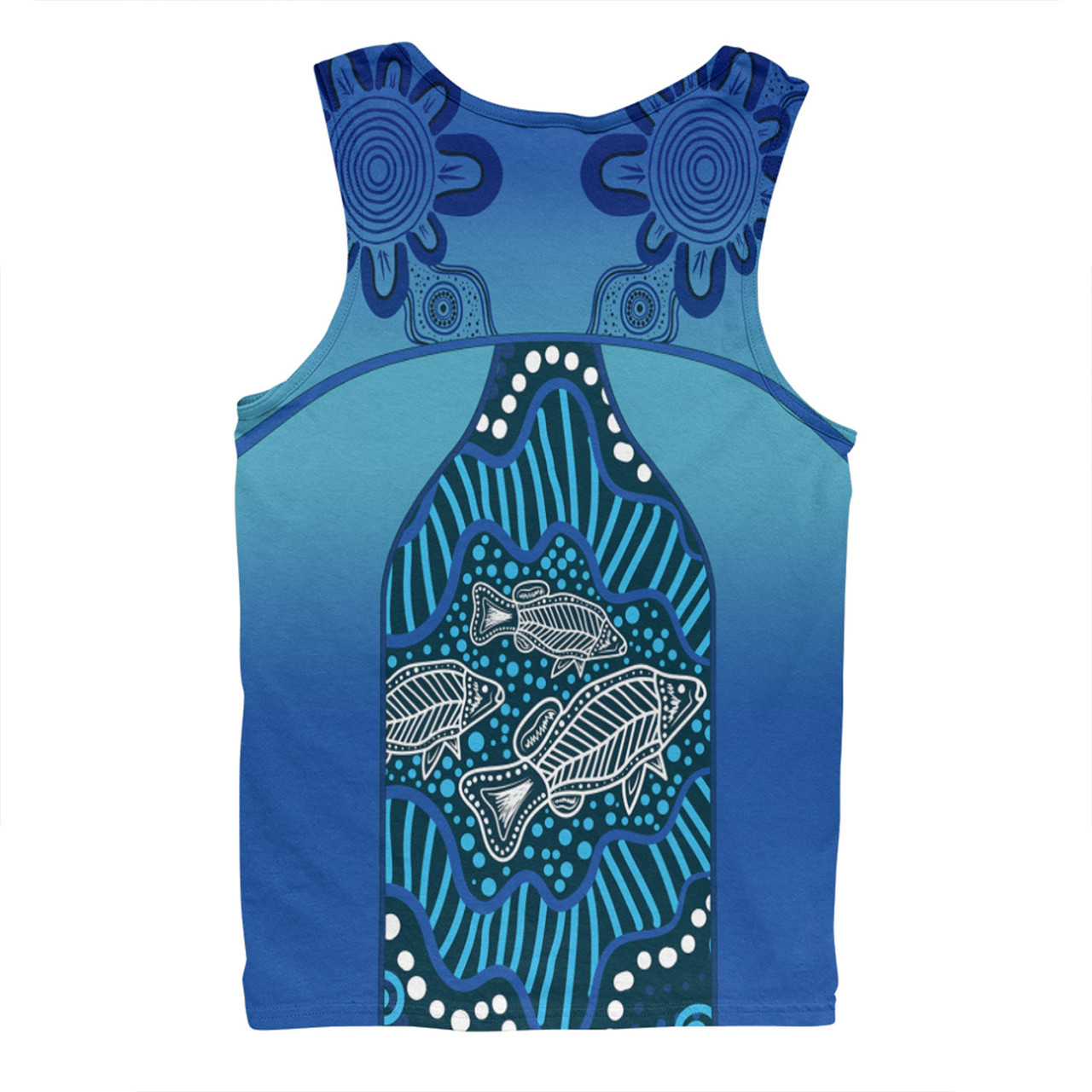 Australia Aboriginal Custom Men Singlet - Blue Aboriginal Dot With Fish ...