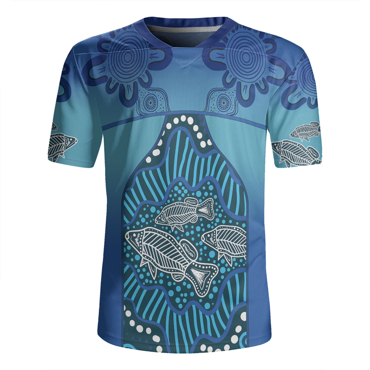 Australia Aboriginal Custom Rugby Jersey - Blue Aboriginal Dot With ...