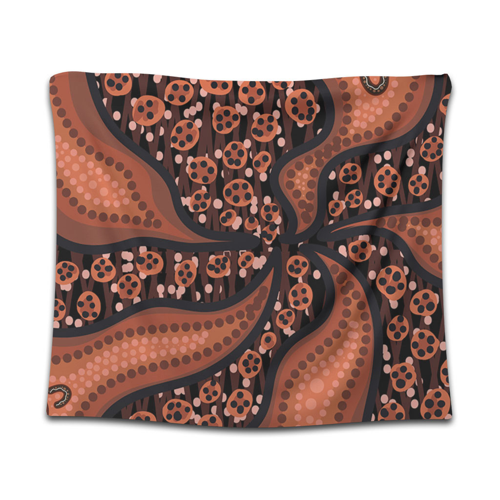 Australia Aboriginal Tapestry - Brown Background With An Aboriginal Art ...