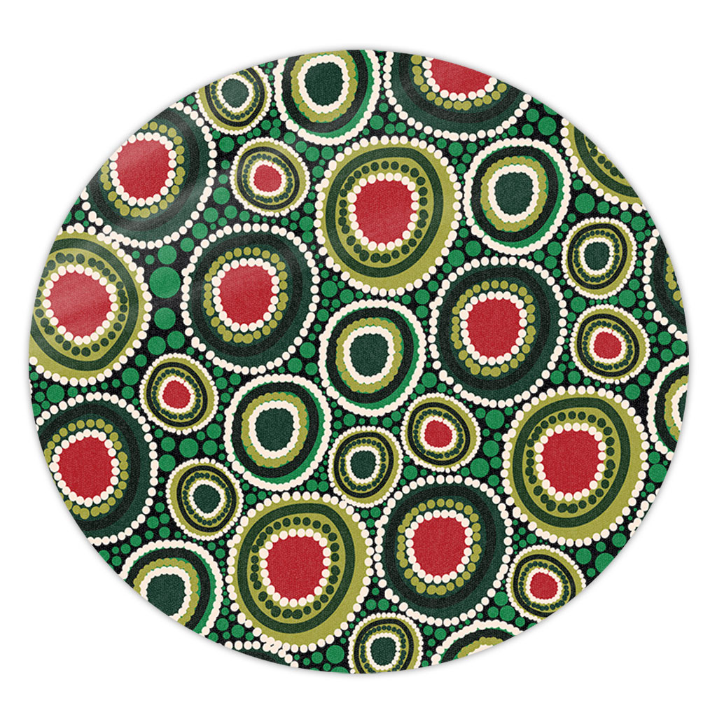 Australia Aboriginal Round Rug - Green Dot Art Circle Pattern From ...