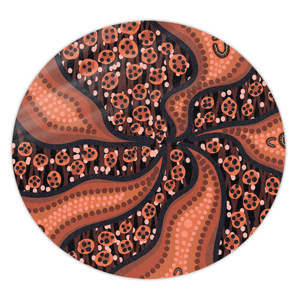 Australia Aboriginal Round Rug - Brown Background With An Aboriginal ...
