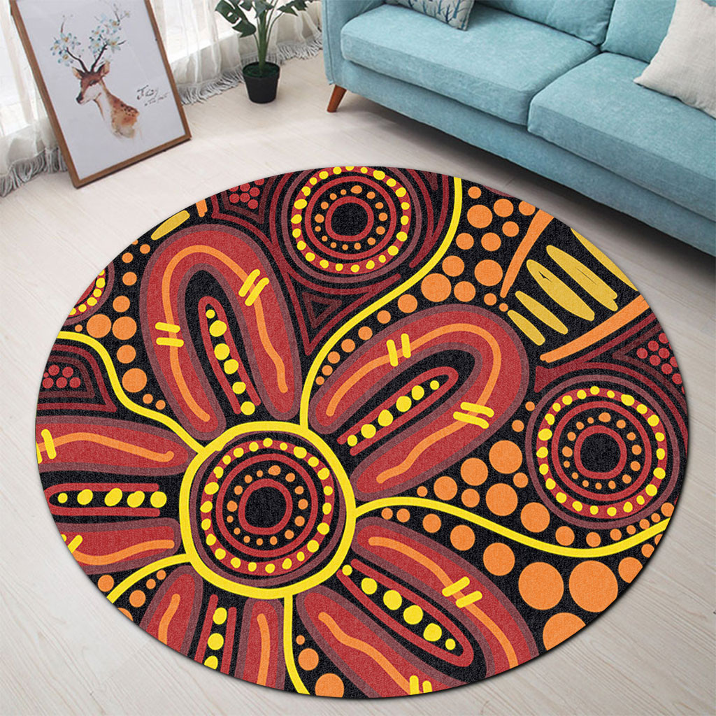 Australia Aboriginal Round Rug - Dot Art That Reflects Aboriginal ...