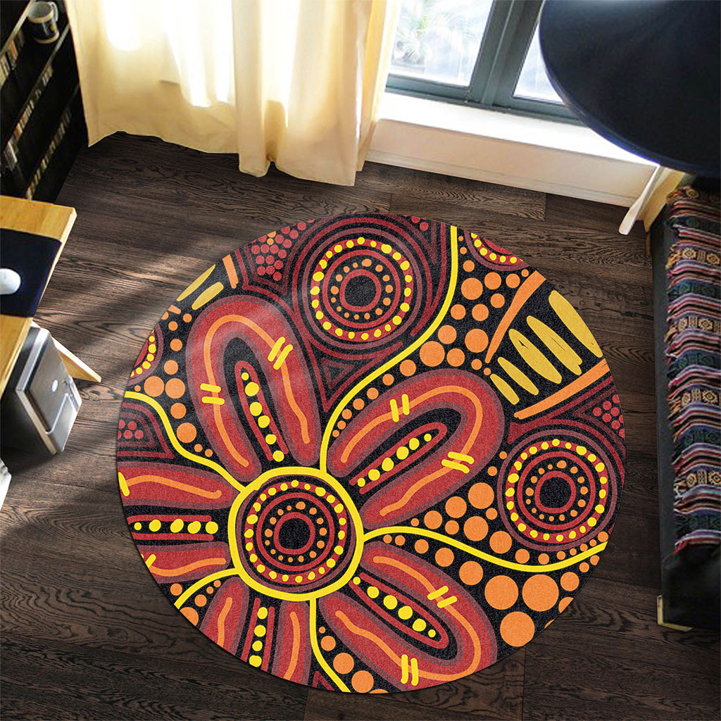 Australia Aboriginal Round Rug - Dot Art That Reflects Aboriginal ...