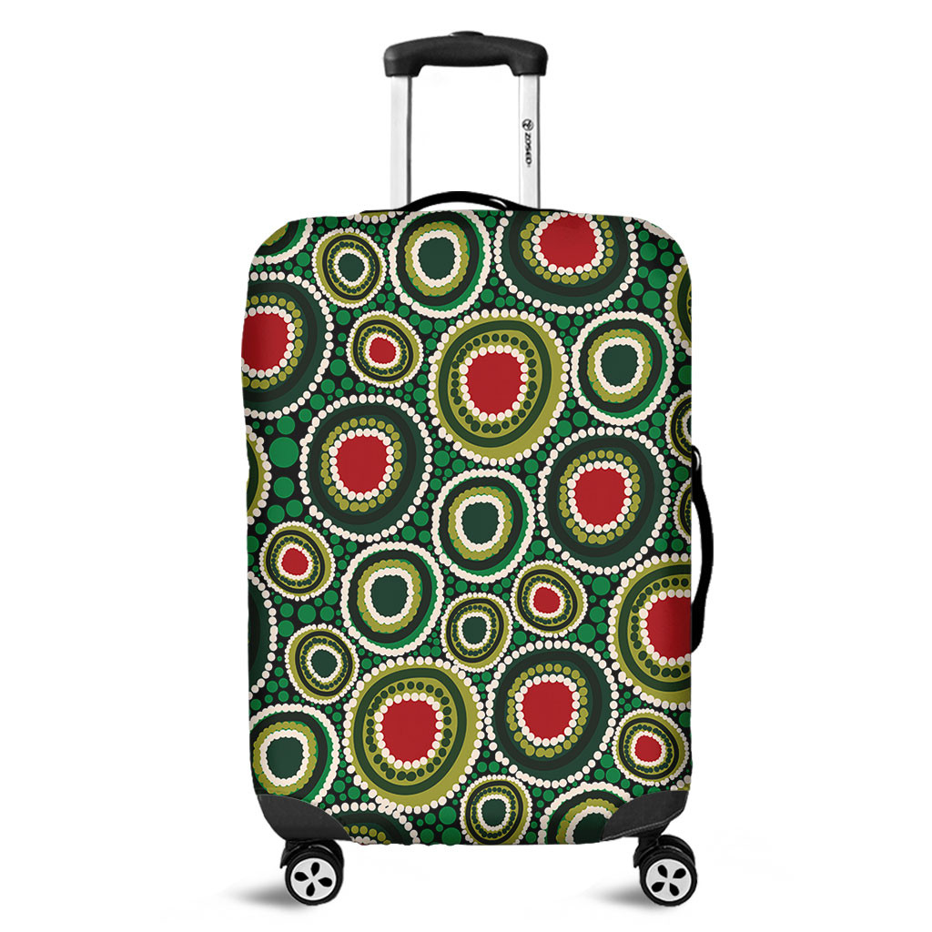 Australia Aboriginal Luggage Cover - Green Dot Art Circle Pattern From ...