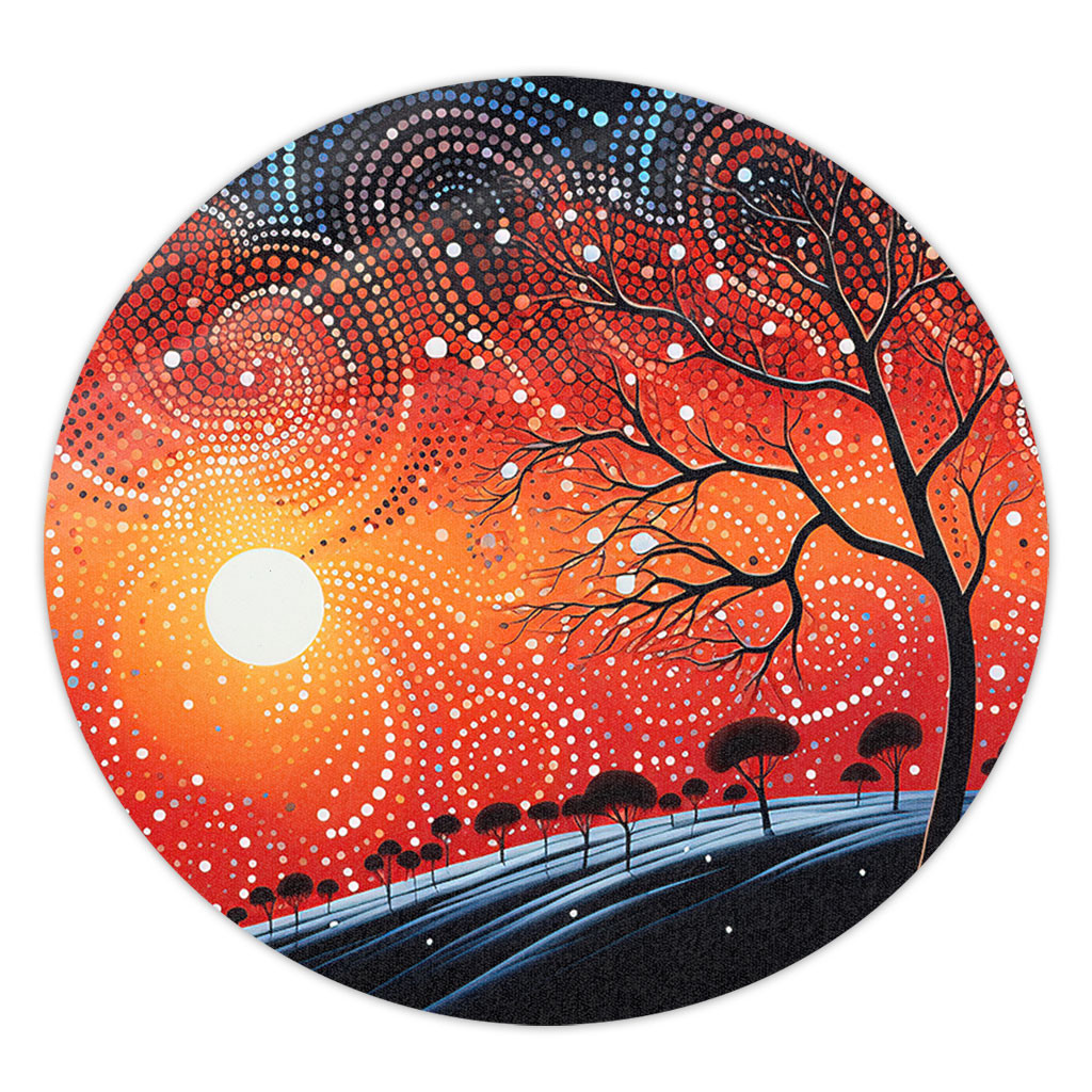 Australia Aboriginal Round Rug - Aboriginal Dot Painting Style Art ...