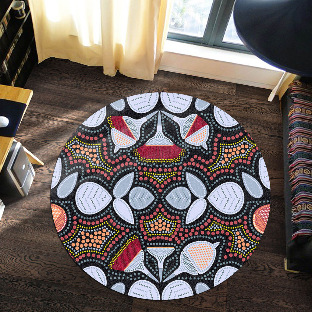 Australia Aboriginal Round Rug - Eucalyptus seamless pattern In ...