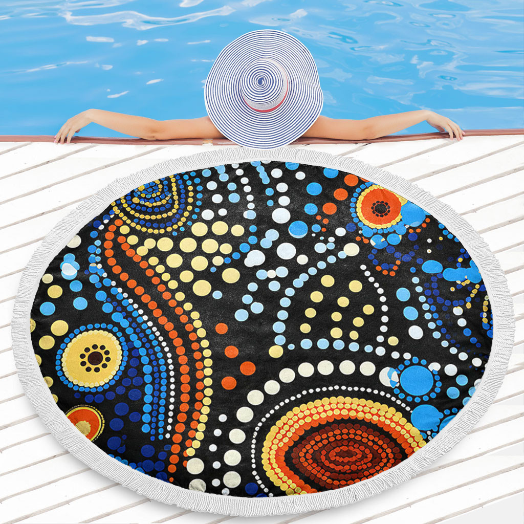 Australia Aboriginal Beach Blanket - Aboriginal Dreamtime Art Pattern ...