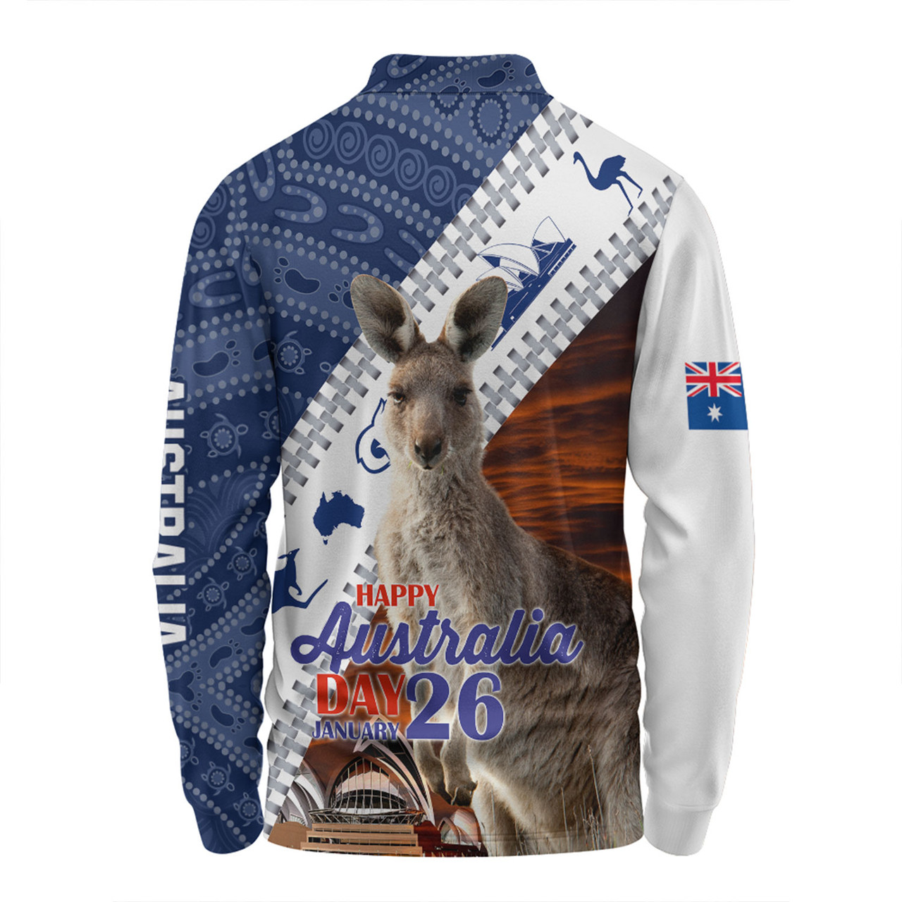 Australia Australia Day Custom Long Sleeve Polo Shirt - Kangaroo Happy ...