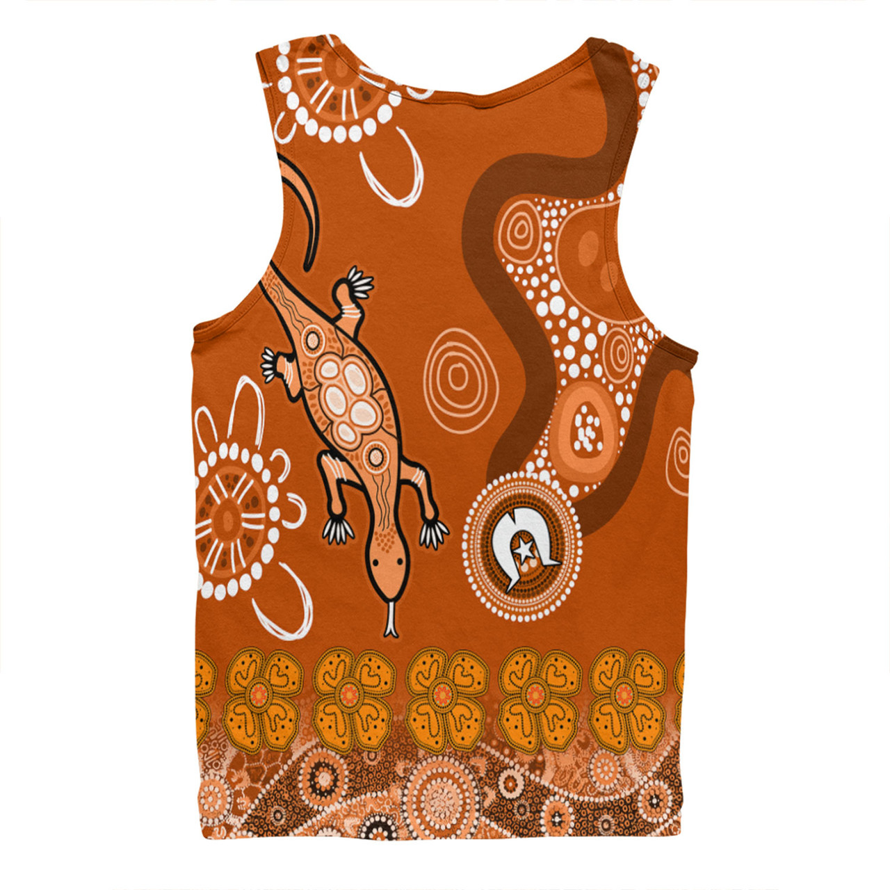 Australia Goanna Aboriginal Men Singlet - Indigenous Dot Goanna (Orange ...