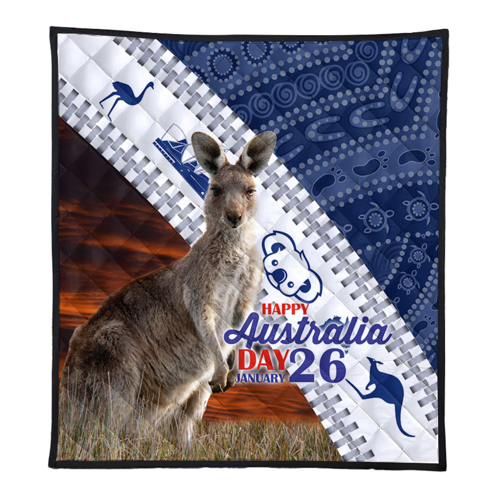 Australia Australia Day Quilt - Kangaroo Happy Australia Day Aboriginal ...
