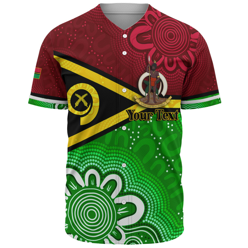 Vanuatu Baseball Shirt - Custom Vanuatu Seal With Aboriginal Patterns Style