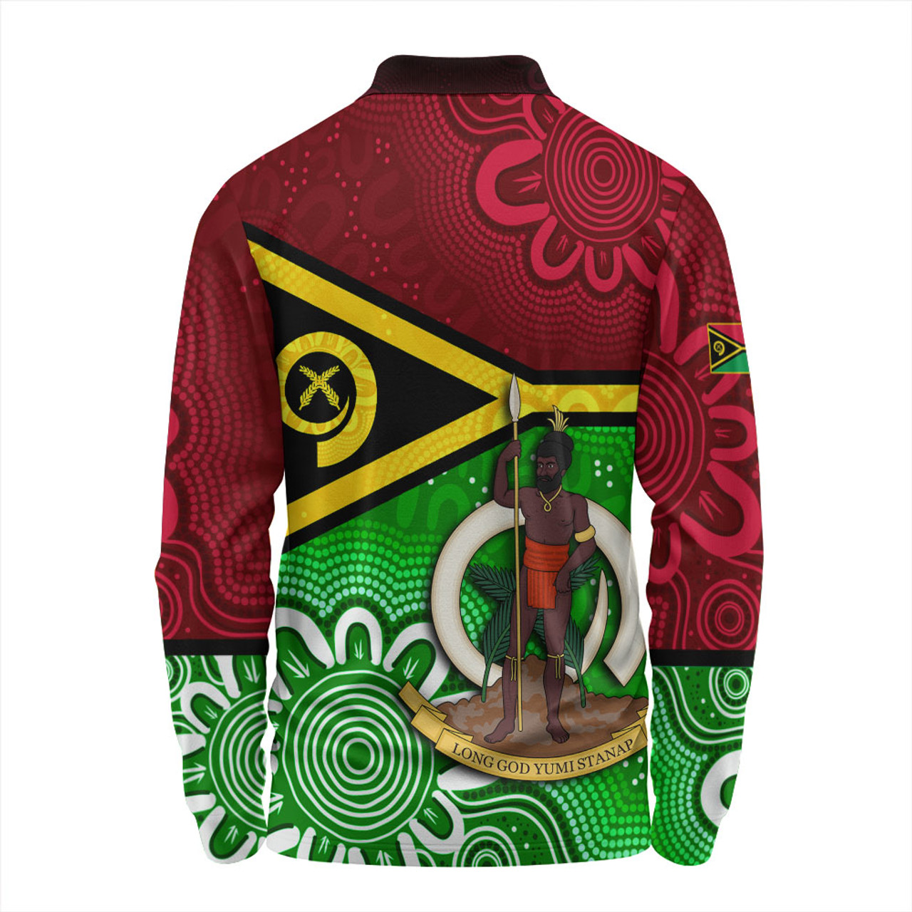 Vanuatu Long Sleeve Polo Shirt Custom Vanuatu Seal With Aboriginal