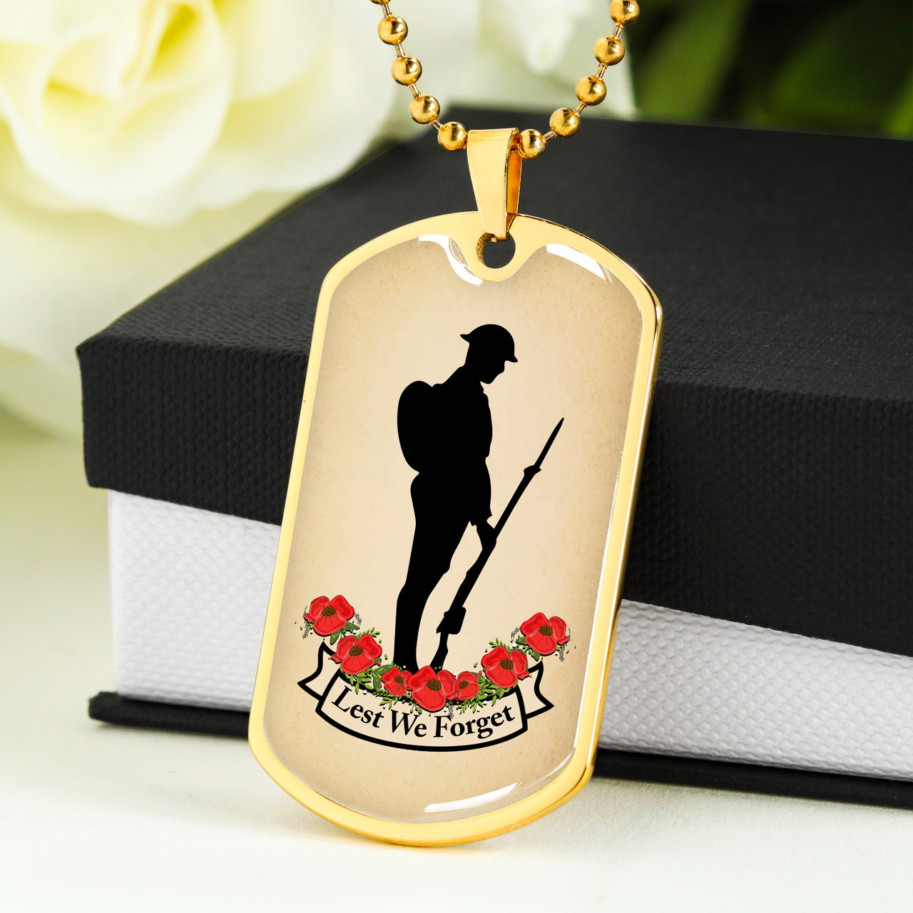 Australia Anzac Day Dog Tag Lest We Forget Soldiers And Poppy Flower