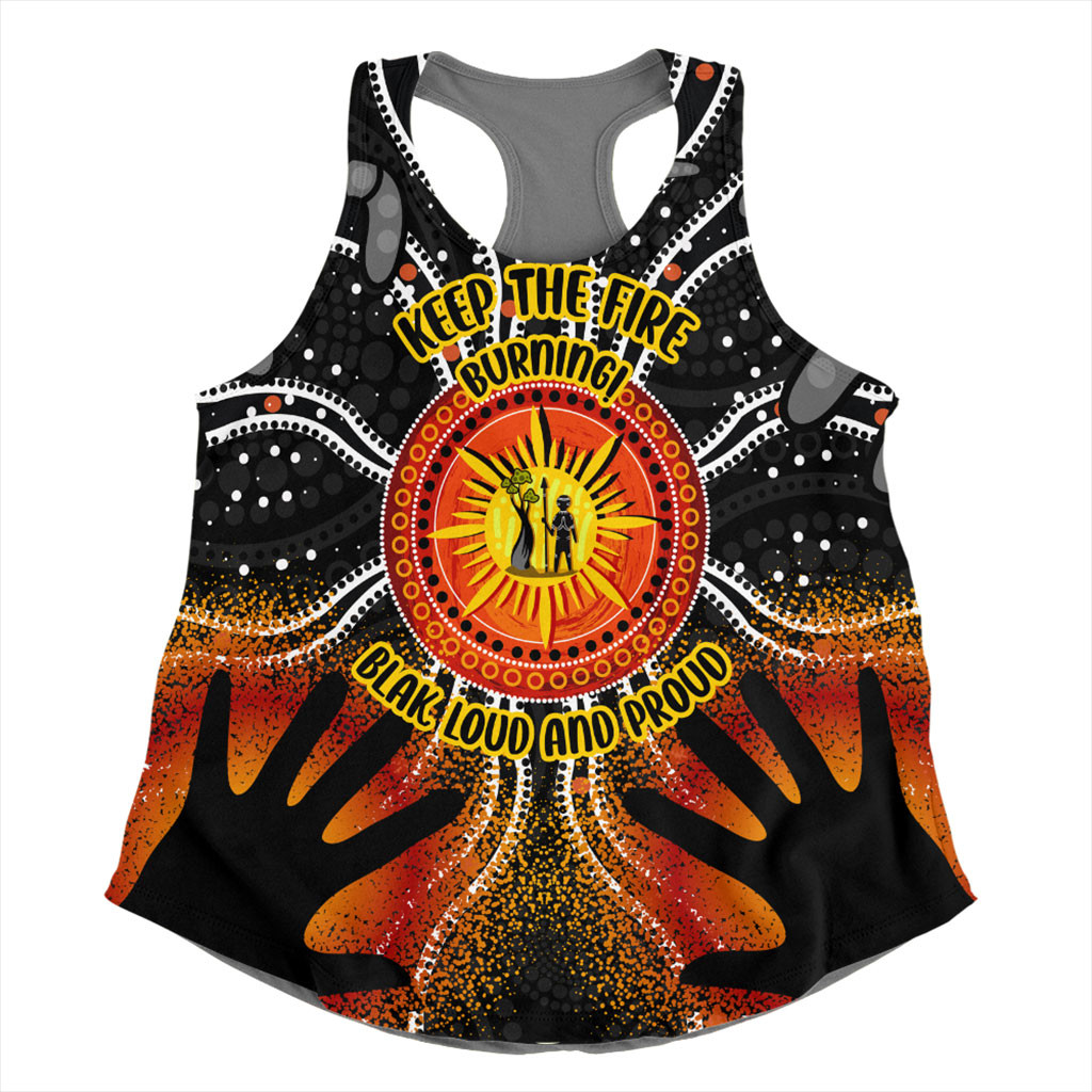 Australia Women Racerback Singlet Naidoc Week Aboriginal Pattern Hand ...