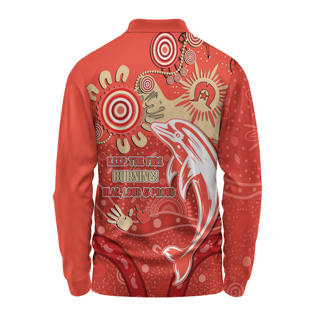 Redcliffe Dolphins Long Sleeve Polo Shirt Aboriginal Indigenous Naidoc ...