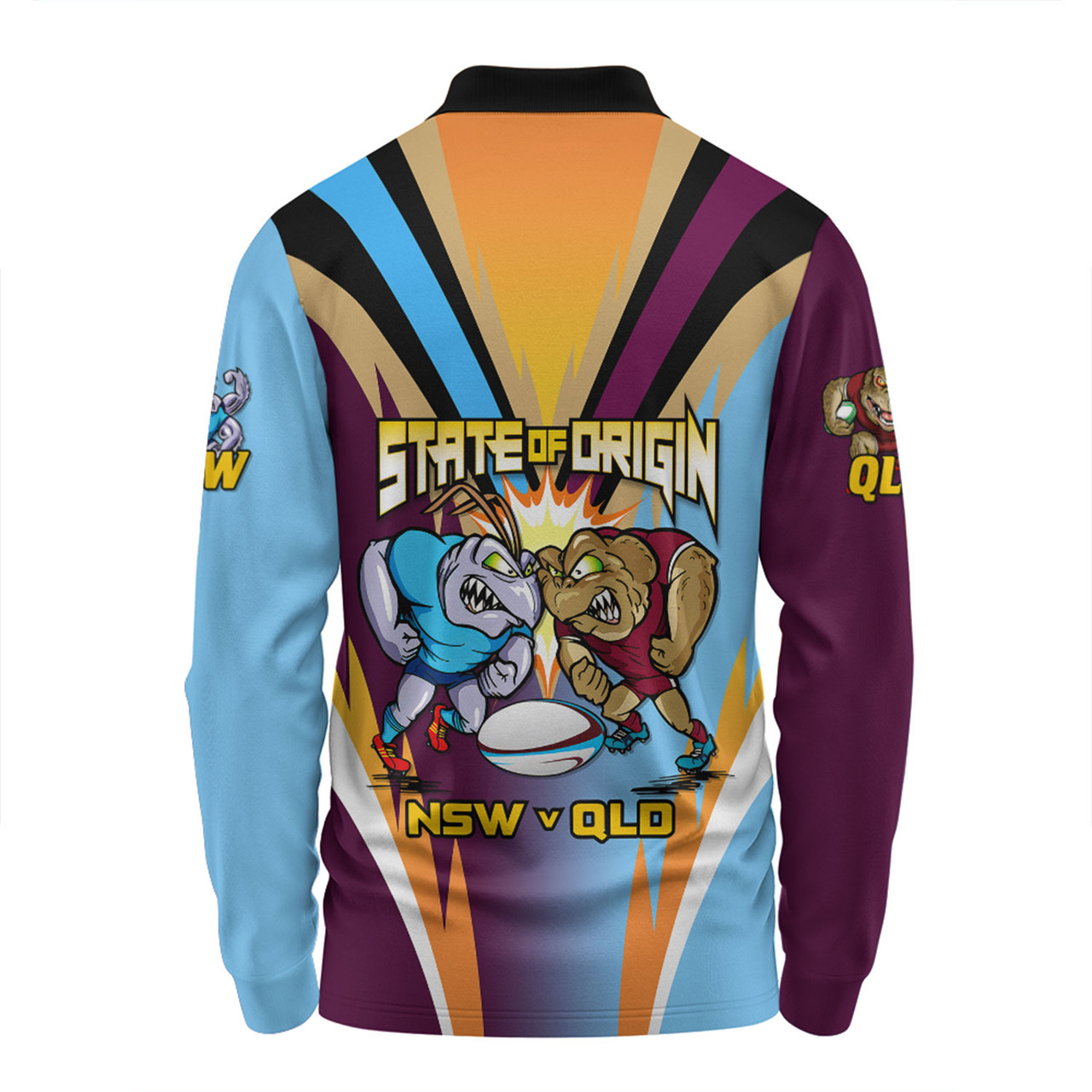 Queensland Maroons Long Sleeve Polo Shirt Custom State Of Origin 2024 ...