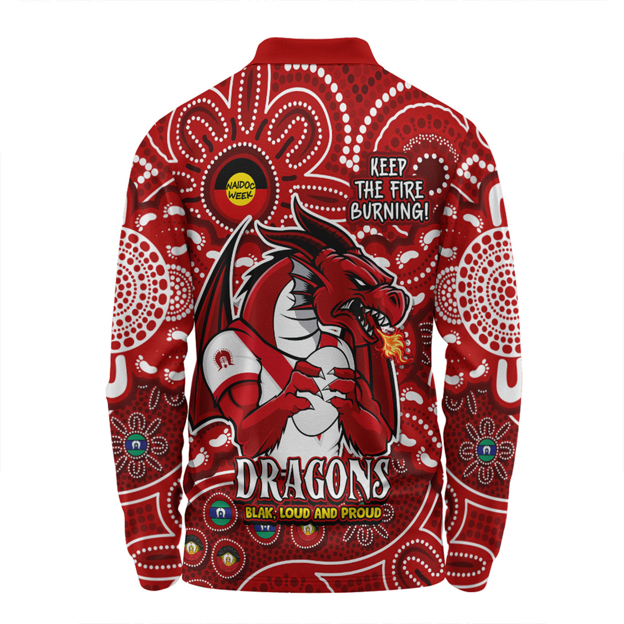 St. George Illawarra Dragons Long Sleeve Polo Shirt Custom Naidoc Week ...