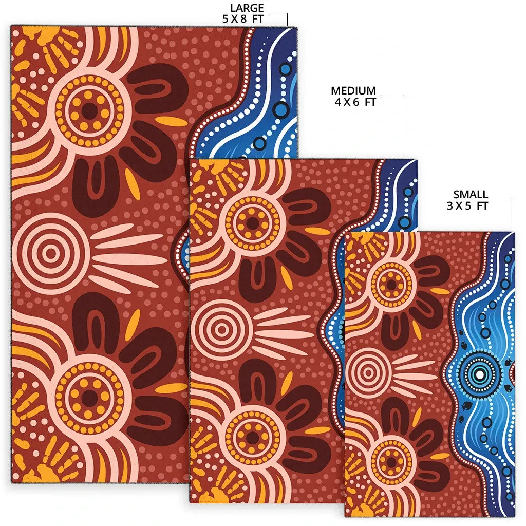 Australia Aboriginal Area Rug - Indigenous dot art River concept