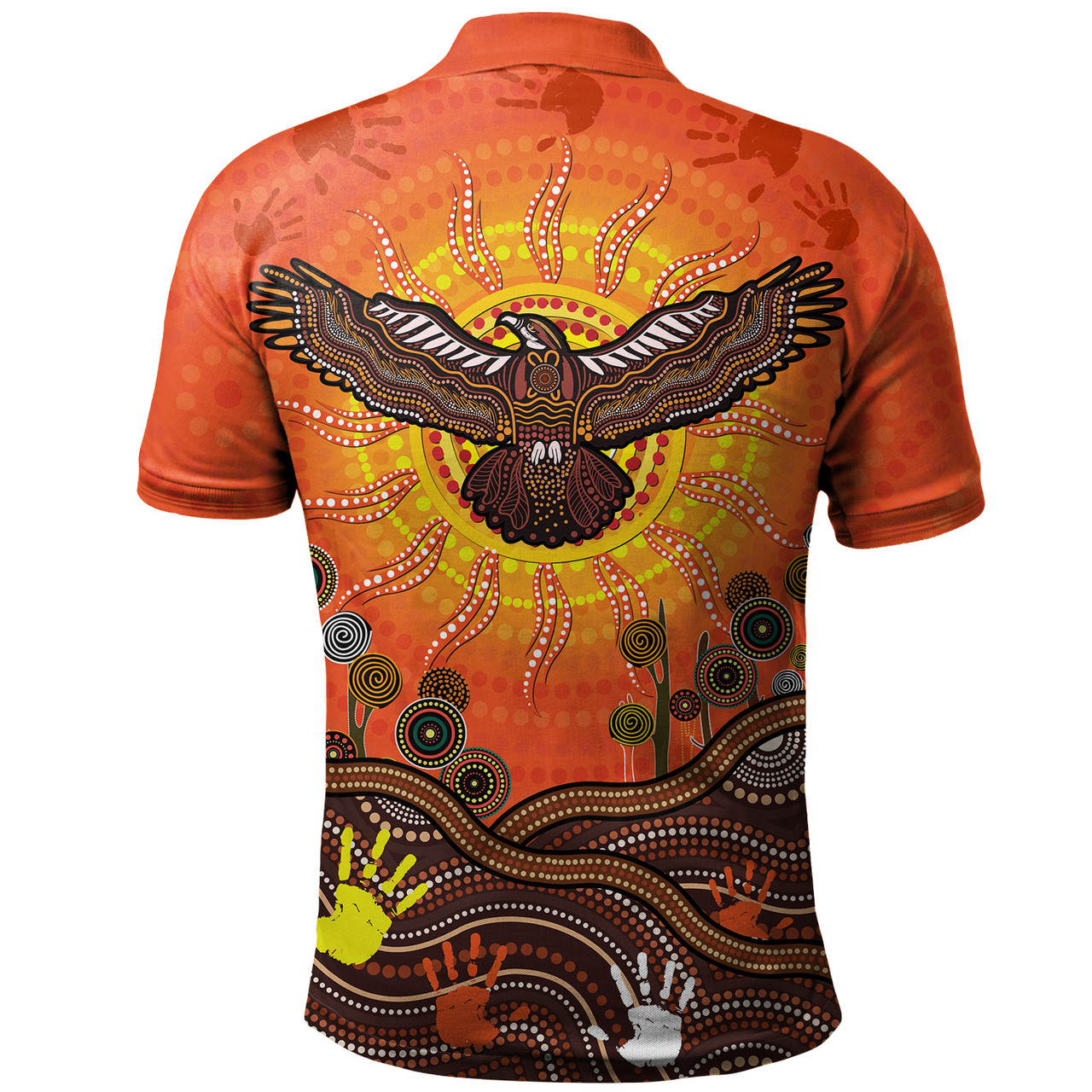 Australia Polo Shirt Indigenous Flying Eagle With Aboriginal Dot Art