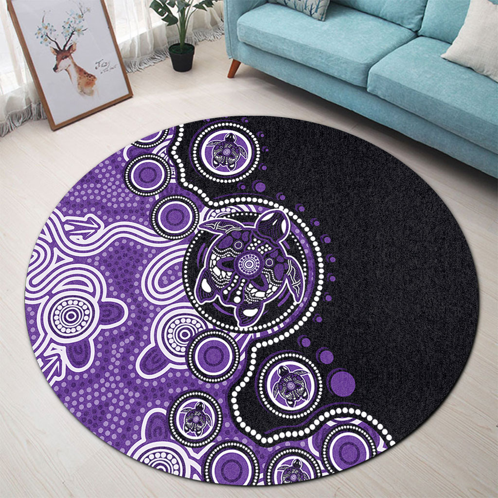 Australia Round Rug Indigenous Turtle Aboriginal Dot Art