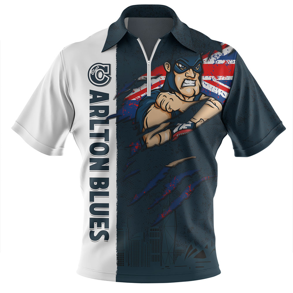 Carlton Zip Polo Shirt Burning Passion Of Power Scratch Style