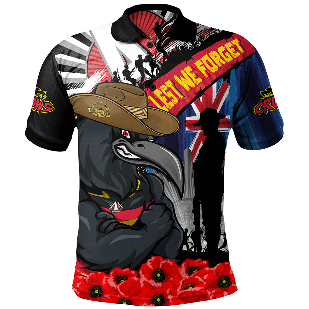 Adelaide Crows Polo Shirt Anzac Day Honor United In Spirit