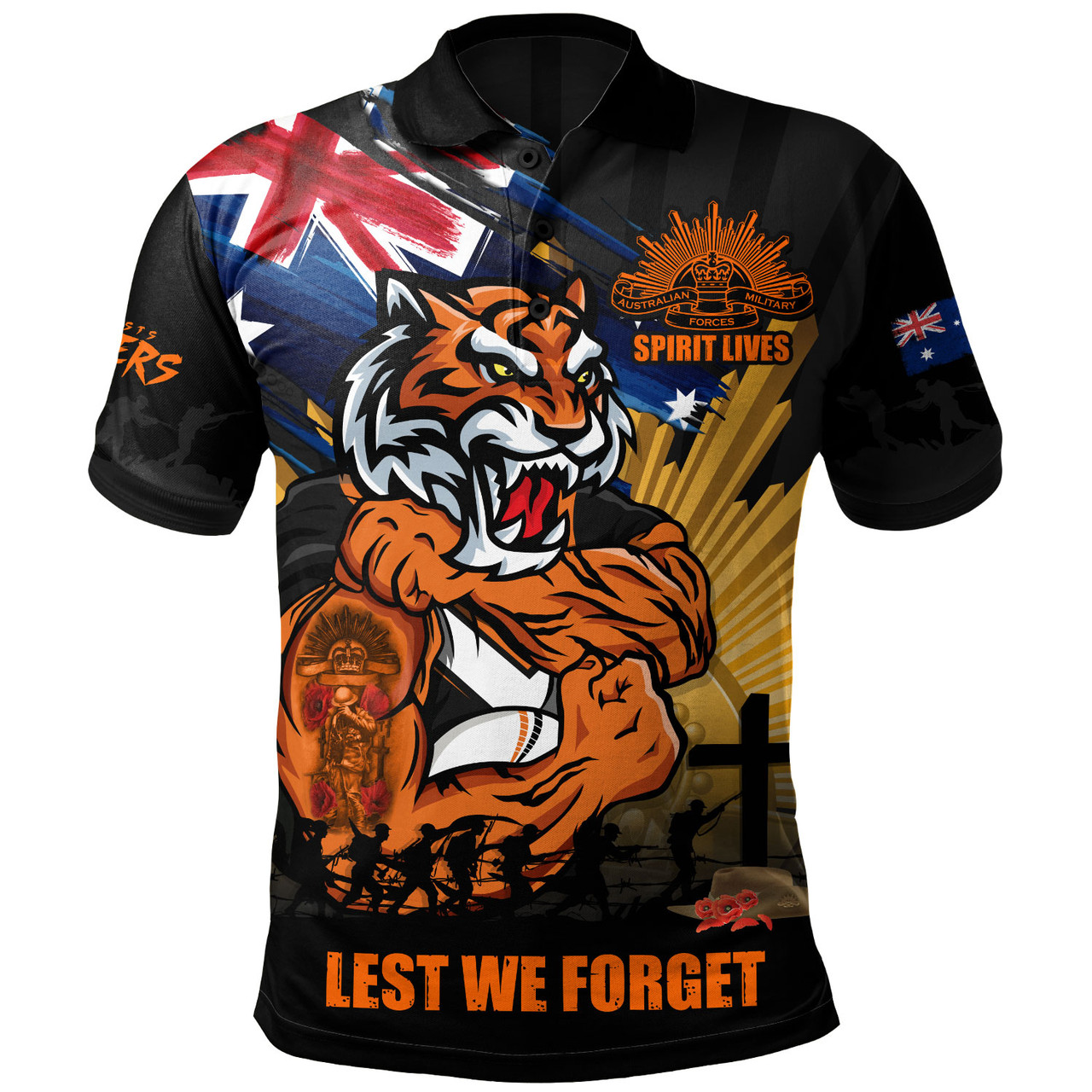 Wests Tigers Polo Shirt Fearless ANZAC Defender