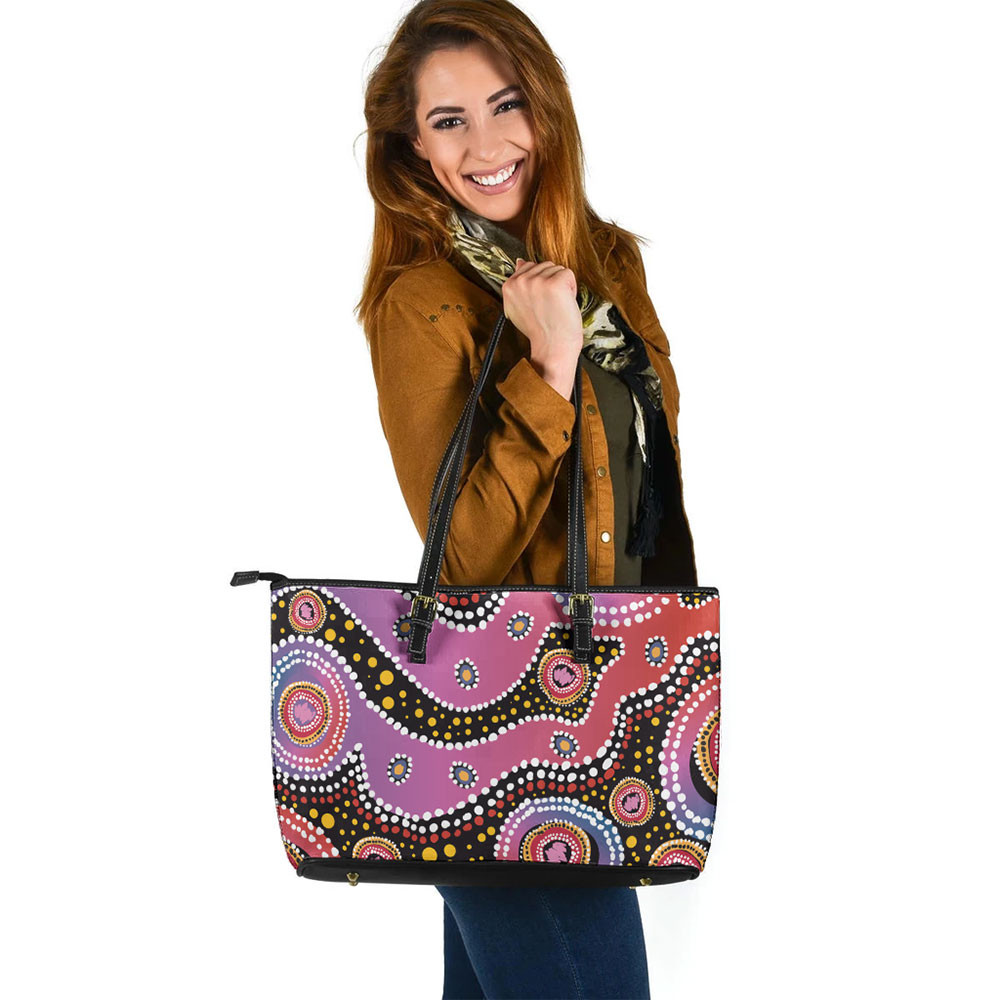 Indigenous Australian Aboriginal Leather Tote Bag Aboriginal Background ...