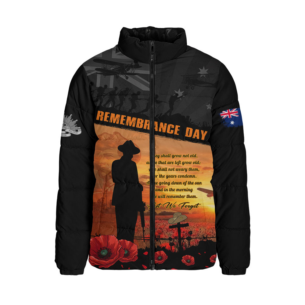 Australia Padded Jacket Remembrance Day Australia Honour The Fallen
