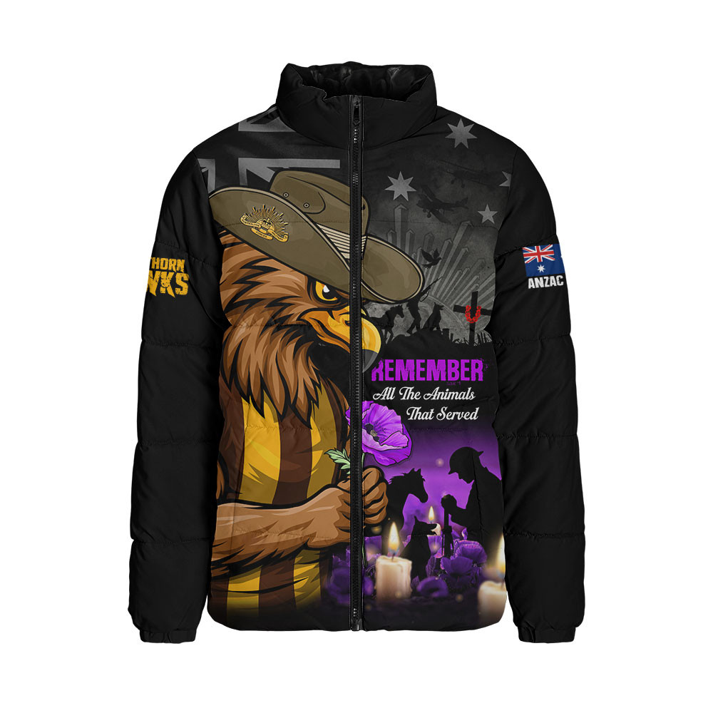 Hawthorn Padded Jacket Anzac Day In Memory Of Animals That Served